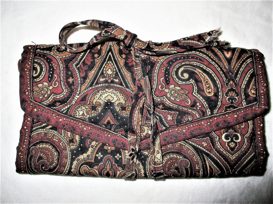 Vintage 90s Vera Bradley Mocha Jewelry Organizer Bifold Travel Brown ...