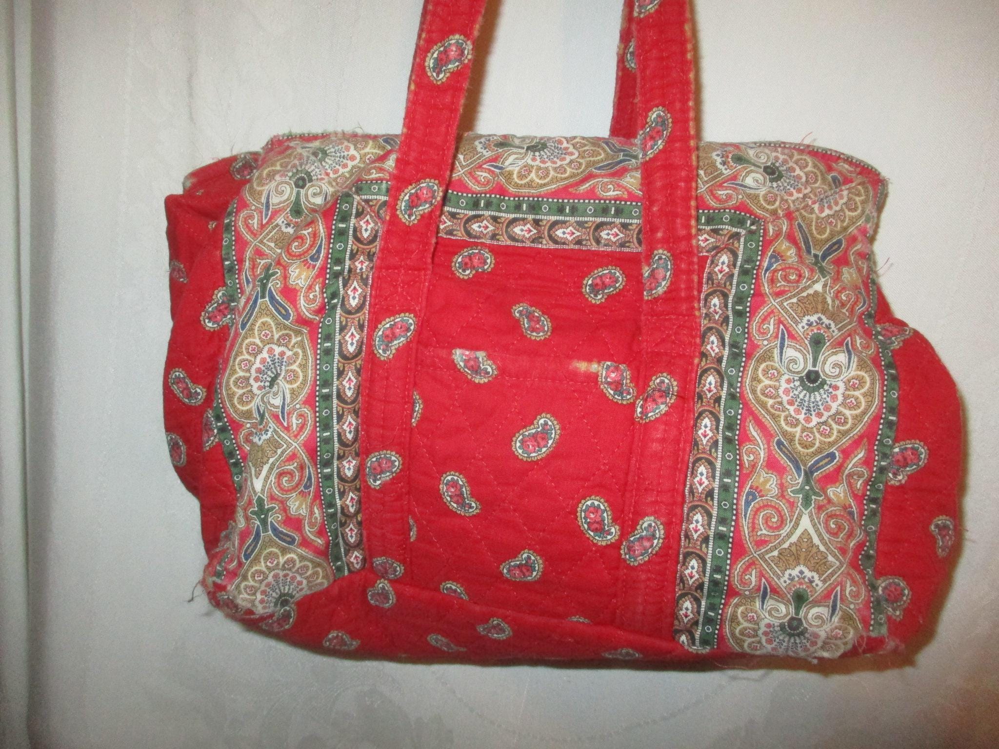 Vintage 80s Vera Bradley Apple Red Hoosier Doctor Duffel Purse Shoulder ...