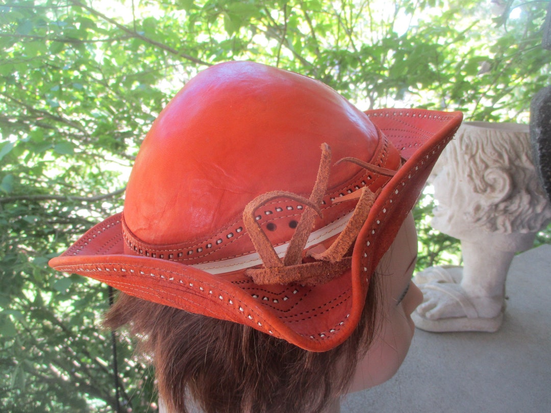 Vintage Brown Leather Conquistador Hat XS Costume Helmet Childs - Etsy