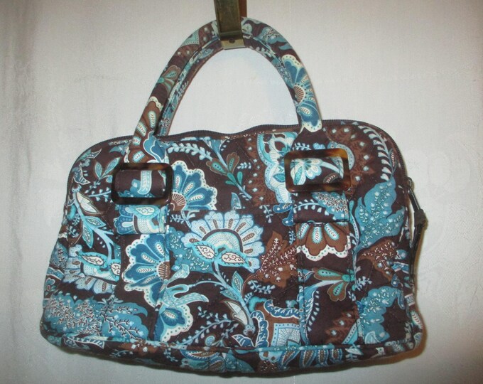 Vintage Vera Bradley Java Blue Brown Tote Bag Purse Top Handle Kelly - Etsy