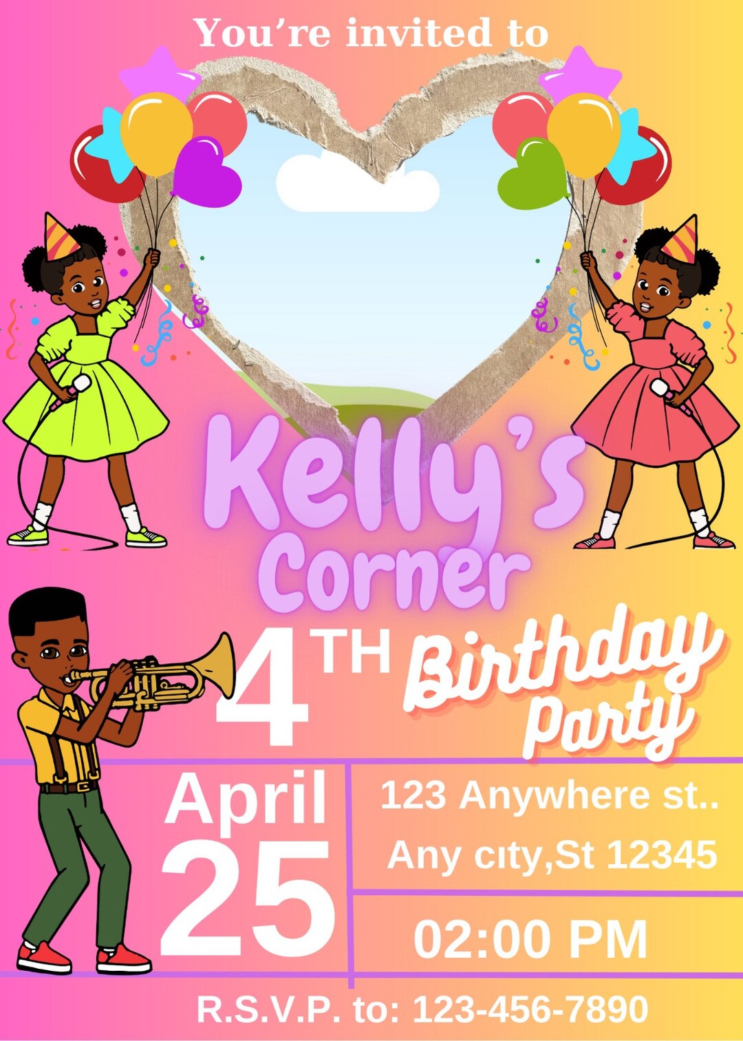 Gracies Corner Birthday Invitation, Kids Birthday Invite With Photo ...