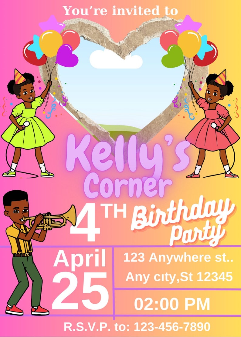 Gracies Corner Birthday Invitation, Kids Birthday Invite With Photo ...