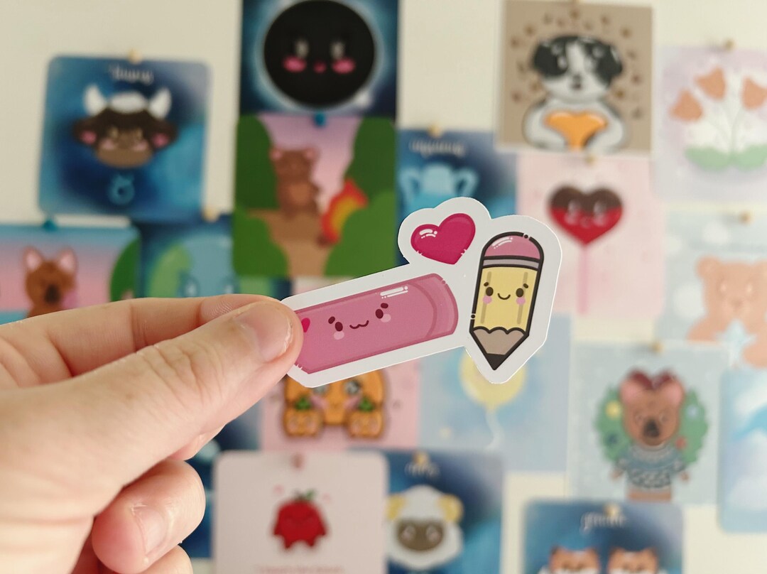 Cute Back to School Stickers Kawaii Pencil and Eraser Stickers Laptop ...