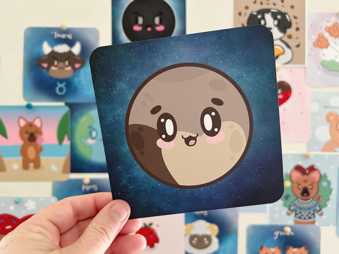 Cute Kawaii Solar System Planets Art Print, Sun, Moon, Mercury, Venus ...