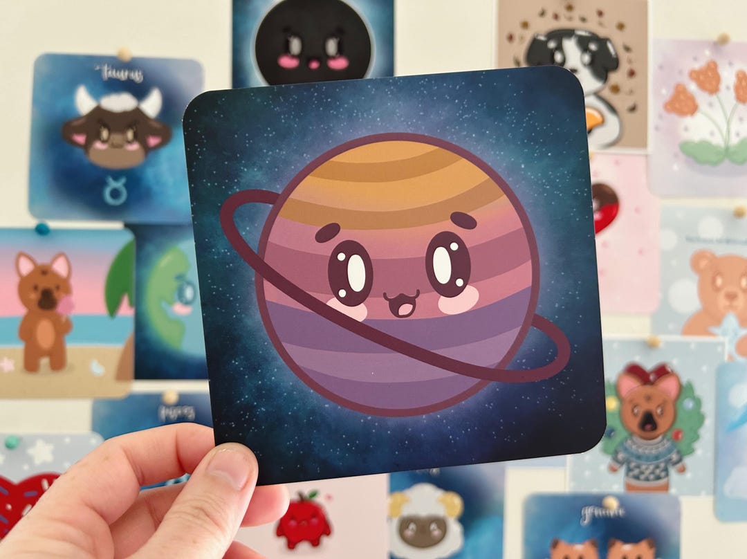 Cute Kawaii Solar System Art Print, Saturn - Etsy