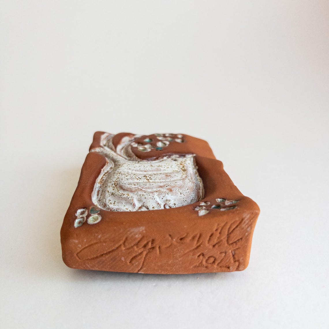 Handmade Red Clay Bird Sculpture – Double-sided Glazed Ceramic Figurine ...