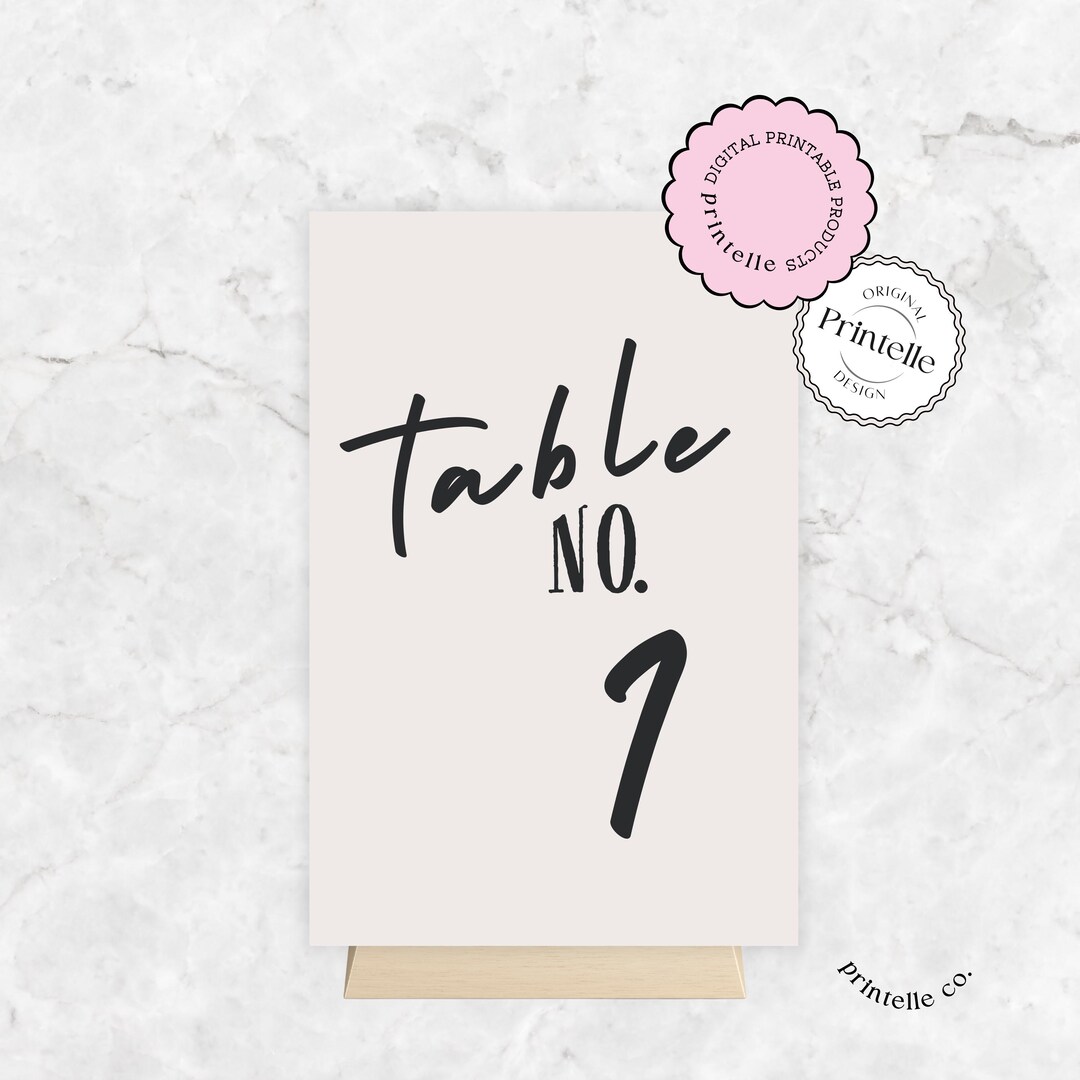 Modèle de numéro de table de mariage beige moderne (téléchargement ...