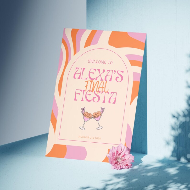 Final Fiesta Welcome Sign Template: Retro Bachelorette Party Decor ...