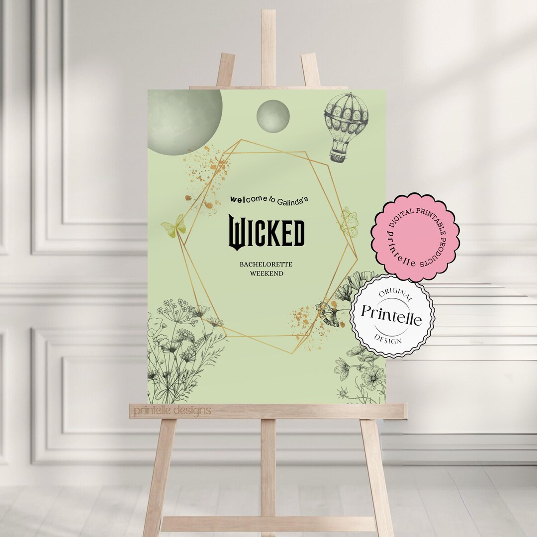 Wicked Elphaba Green Bachelorette Party Welcome Sign Template Elfie Rem ...