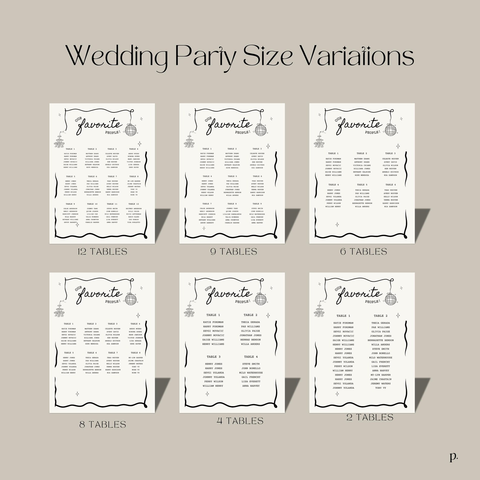 Custom Wedding Seating Chart Template, Modern Illustrated Champagne ...