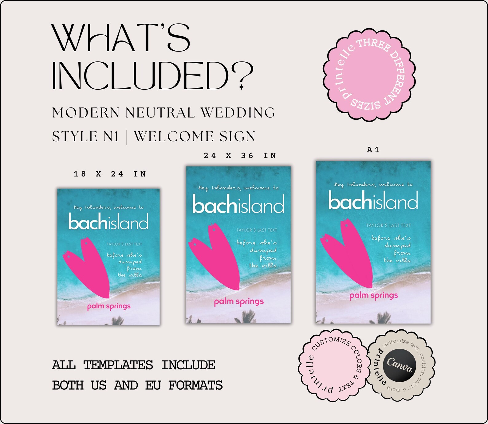 Bach Island Welcome Sign: Bachelorette Party Template (canva Editable ...