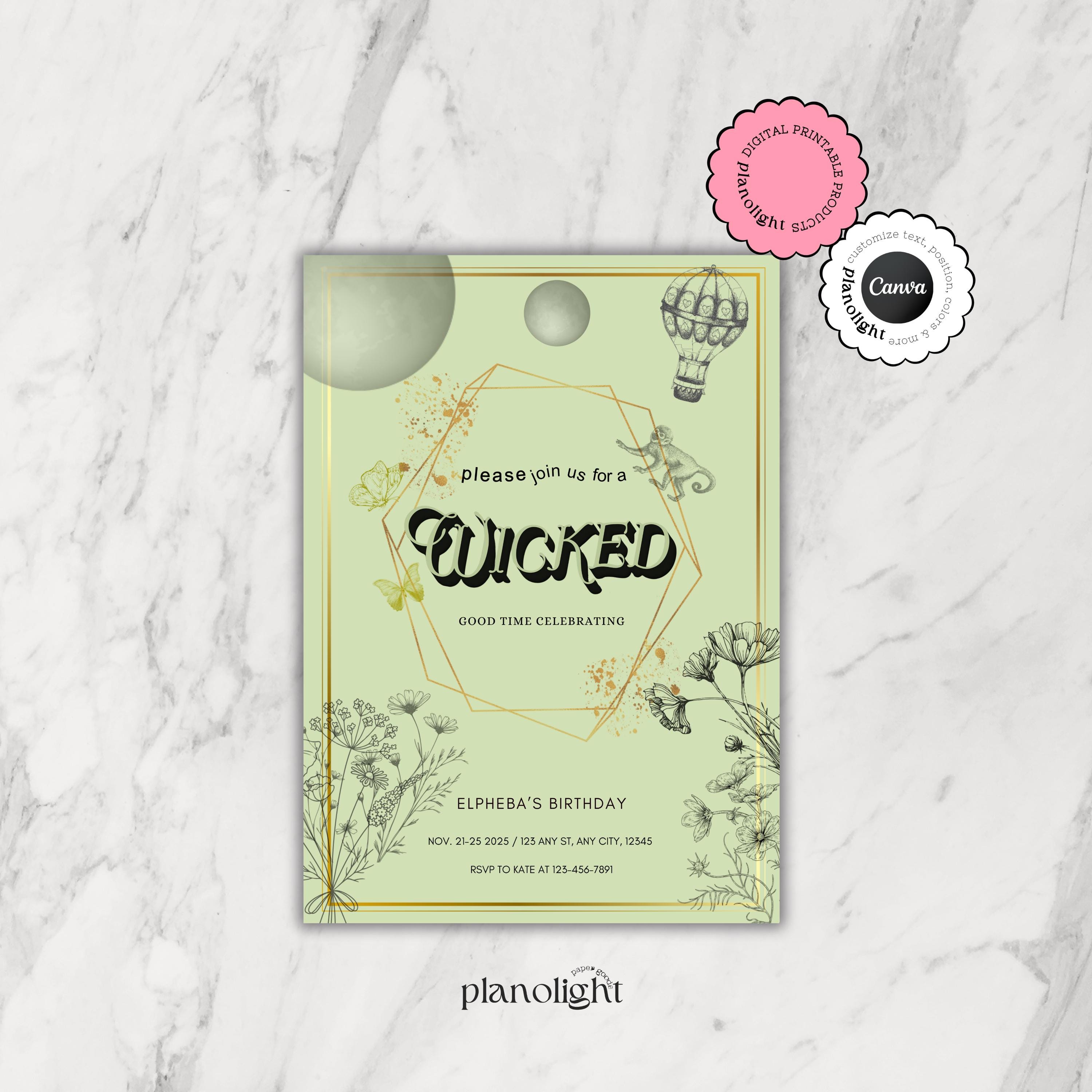 Wicked Elphaba Birthday Invitation Template: Emerald City Party ...