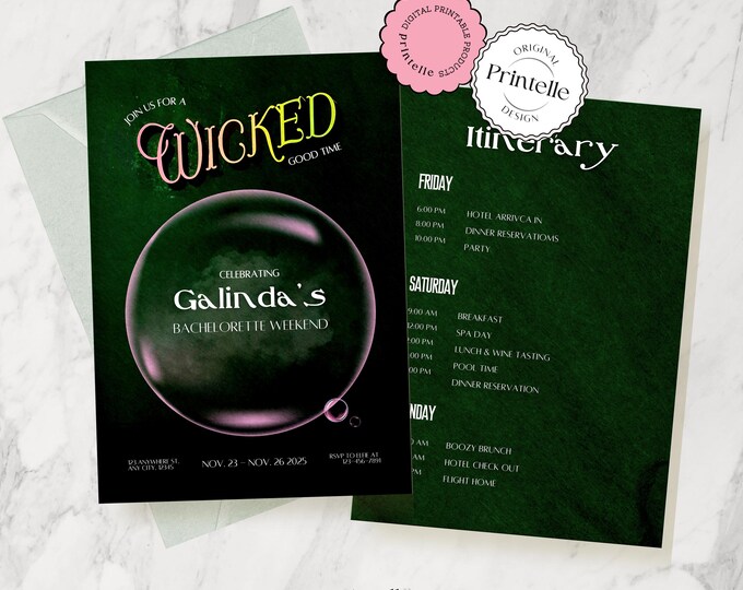 Wicked Good Time Bachelorette Party Invitation and Itinerary Template ...