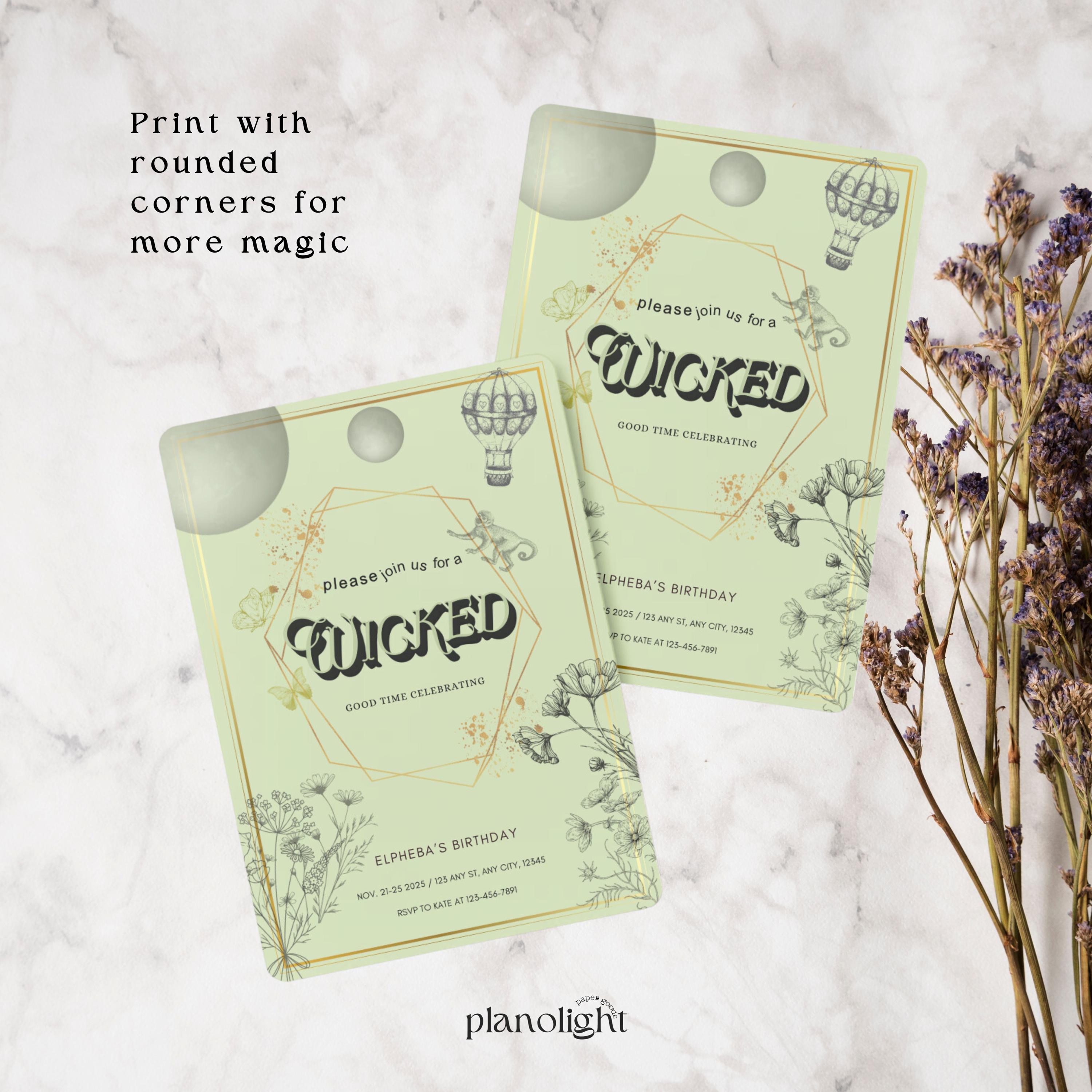 Wicked Elphaba Birthday Invitation Template: Emerald City Party ...