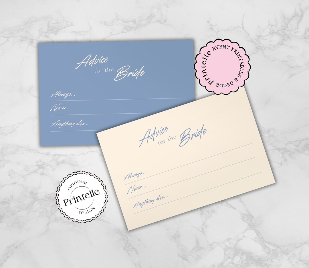 Periwinkle Advice for the Bride Cards: Bachelorette Game (digital ...