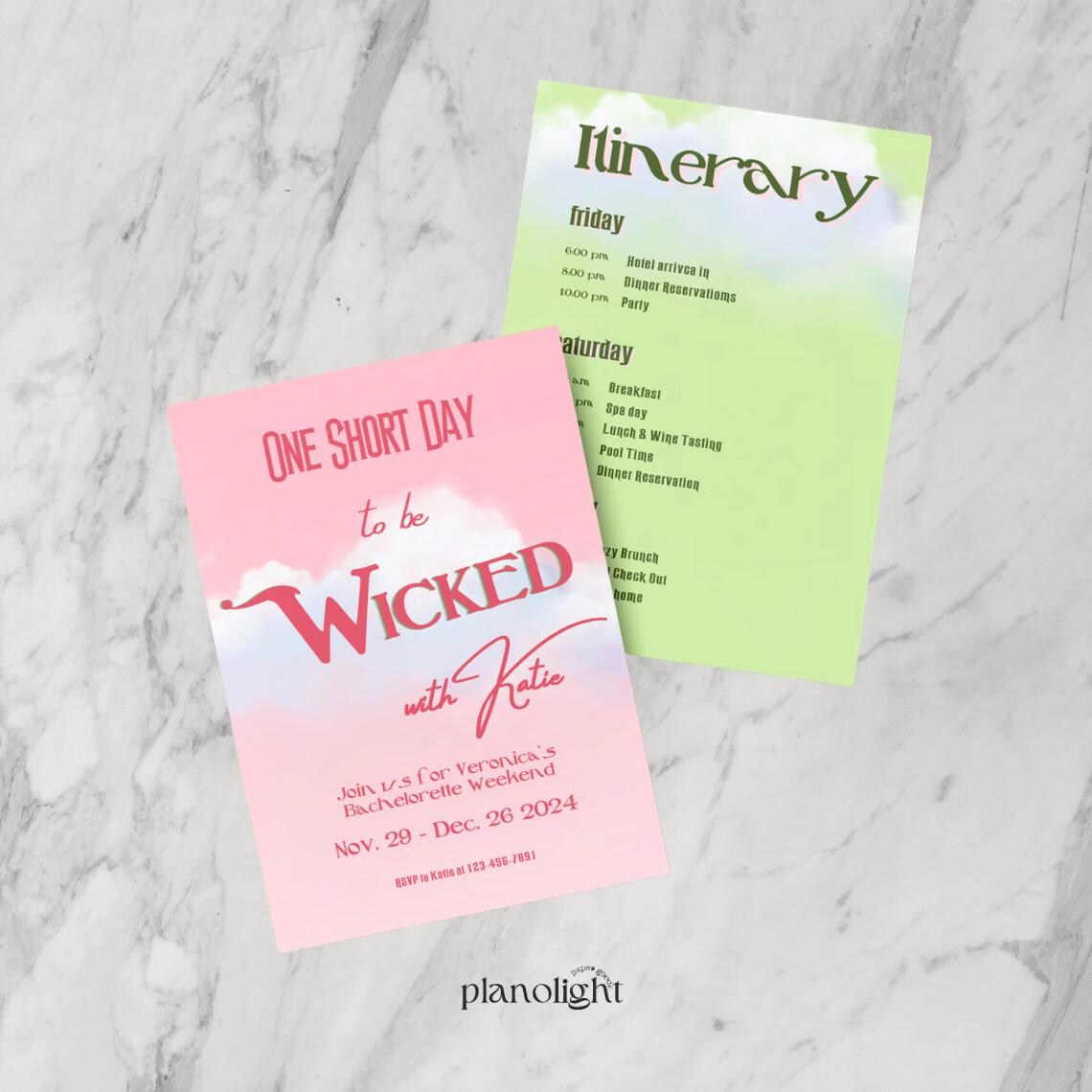 One Short Day Wicked Bachelorette Party Invitation and Itinerary ...