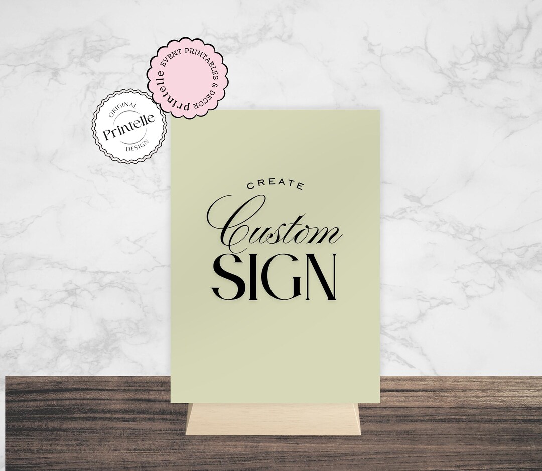 Custom Party Sign Template | Sage Green Bachelorette Illustrated Chic ...