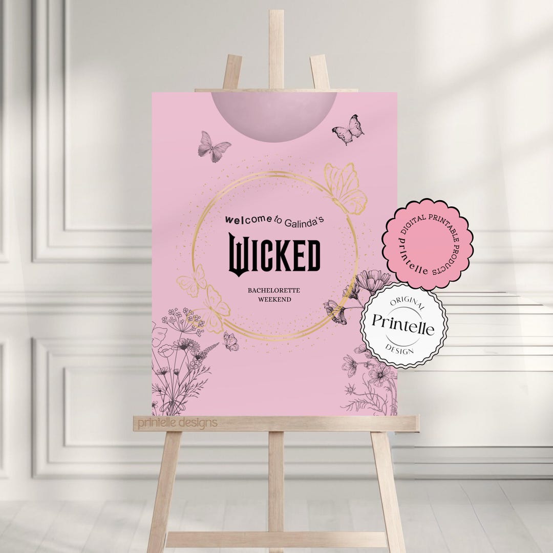 Wicked Glinda Bachelorette Party Welcome Sign Template Galinda Rem ...