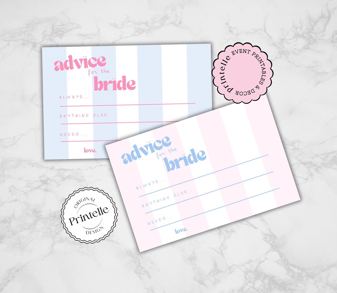 Advice for the Bride Card Template | Bach Club Cotton Candy ...
