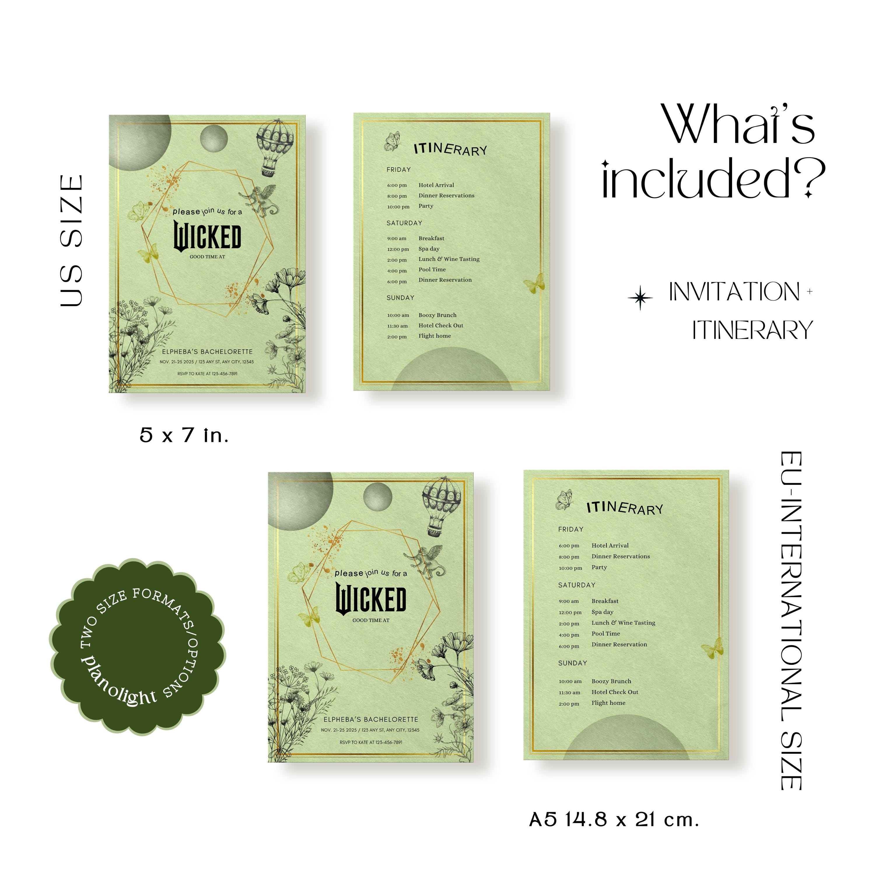 Wicked Elphaba Bachelorette Party Invitation Template (digital Download ...