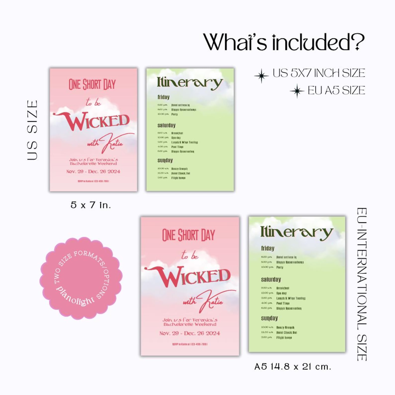 One Short Day Wicked Bachelorette Party Invitation and Itinerary ...
