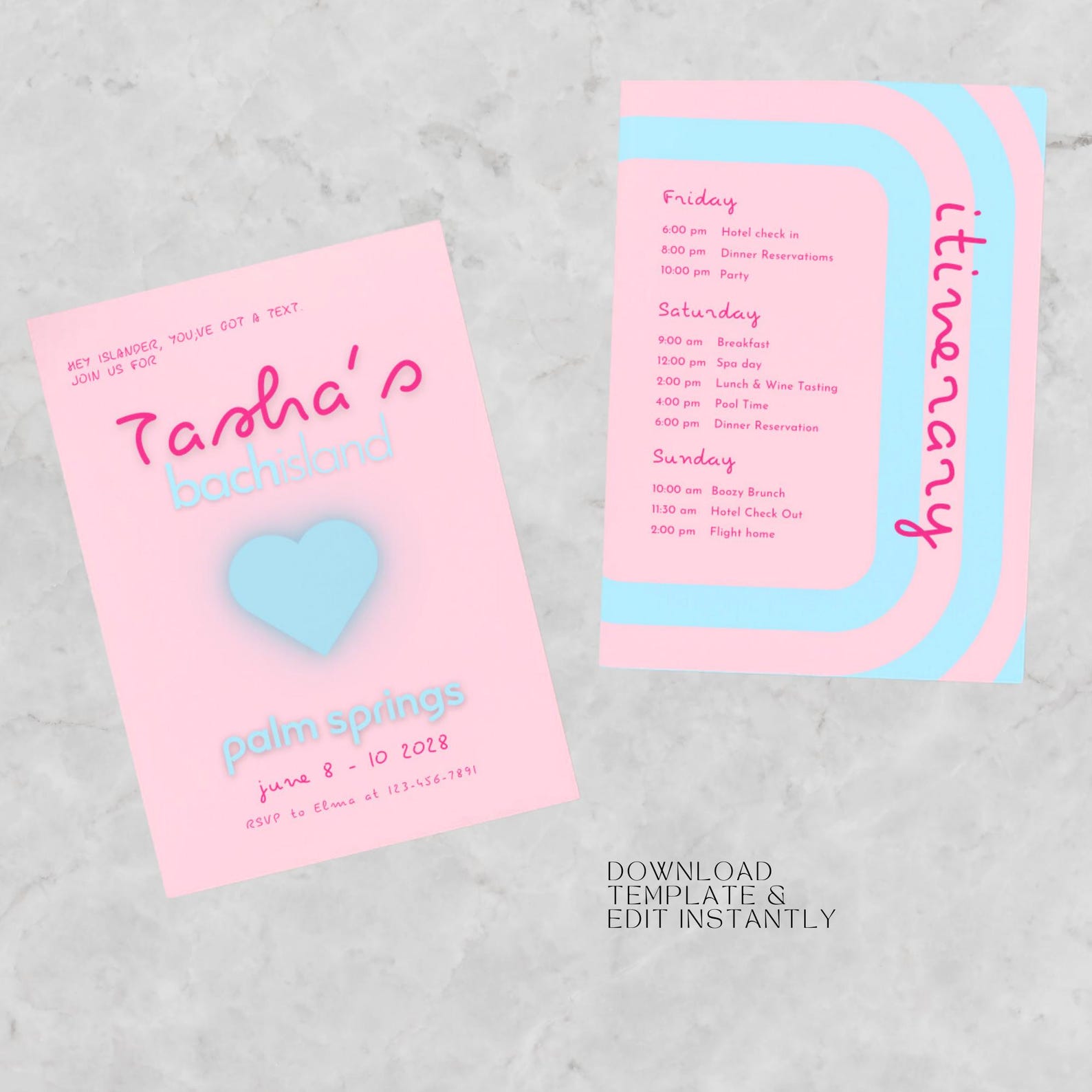 Bach Island Invitation and Itinerary Template | One Last Text Island ...