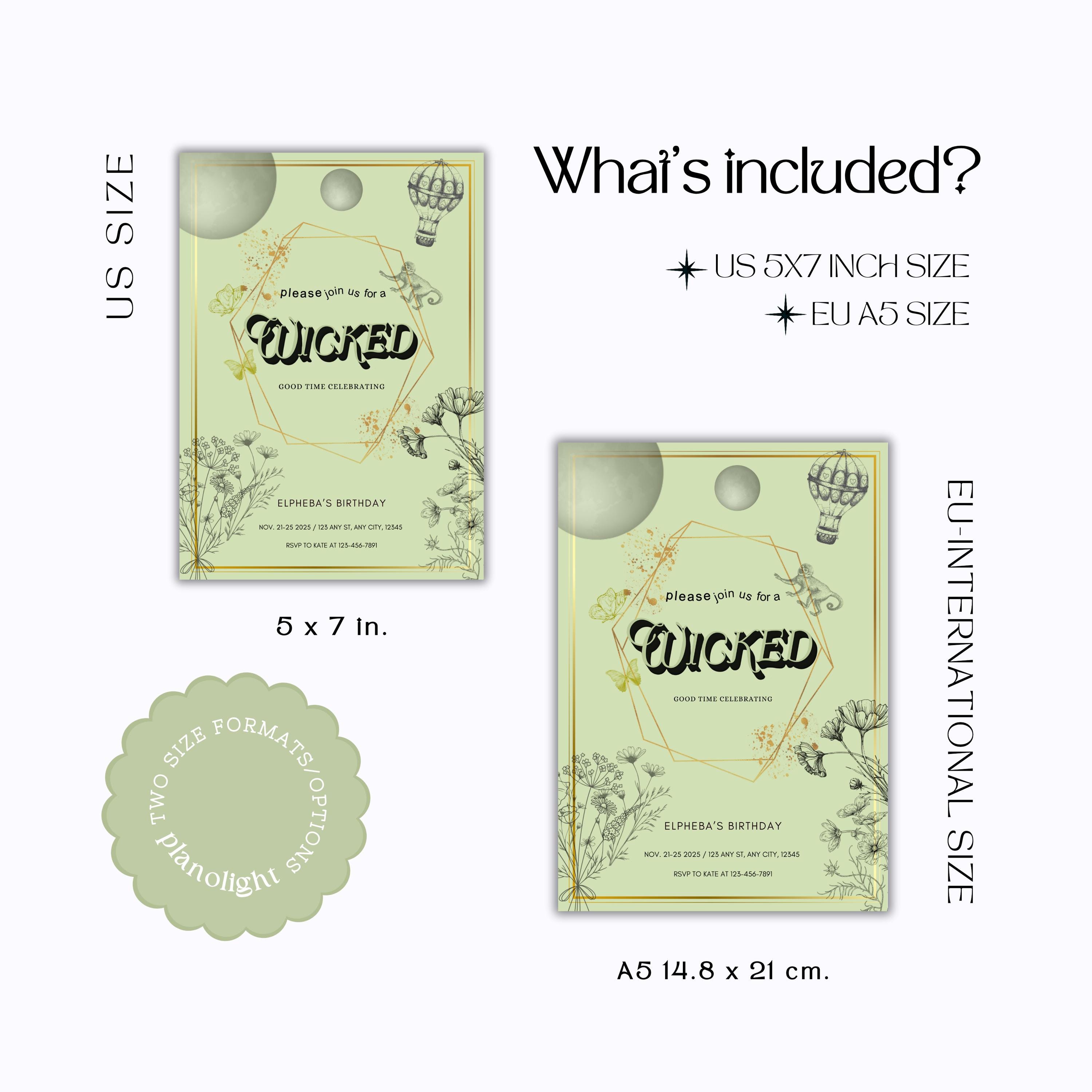 Wicked Elphaba Birthday Invitation Template: Emerald City Party ...