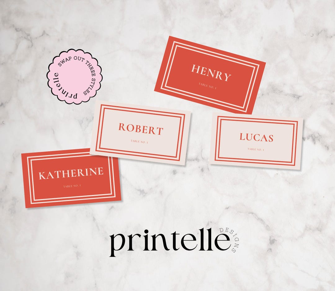 Sunset Wedding Place Cards | Modern Prep Wedding Party Name Cards ...