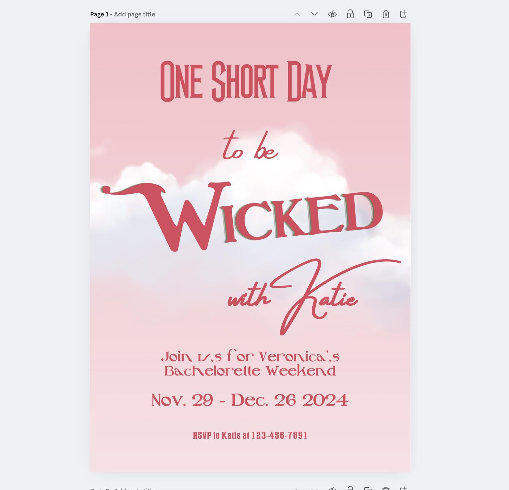One Short Day Wicked Bachelorette Party Invitation and Itinerary ...