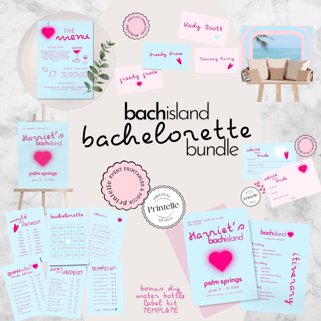 Bach Island Bachelorette Party Templates Bundle | Island Themed Love ...