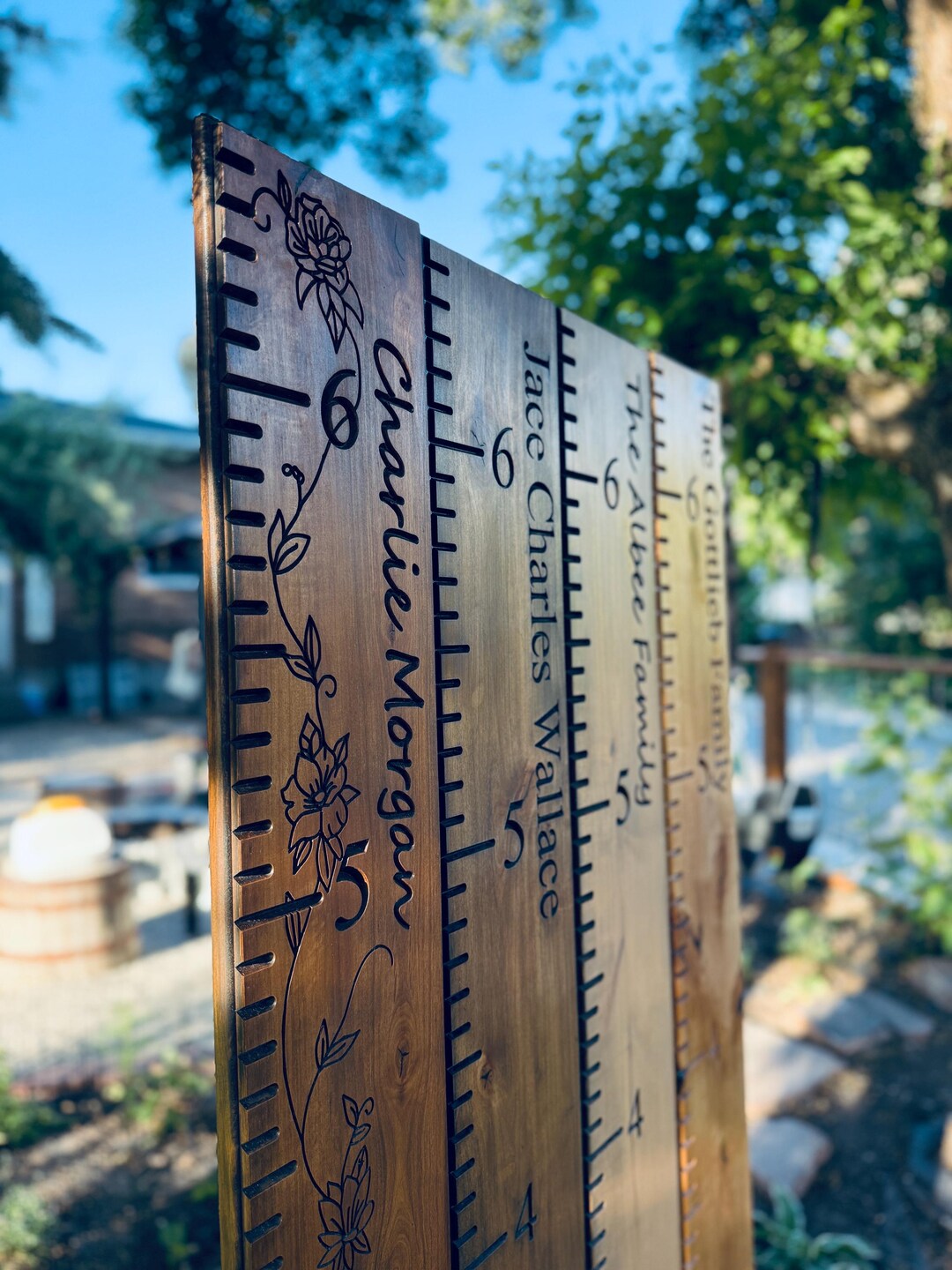 Custom Wooden Growth Chart Family Ruler Hardwood Height Chart, Growth ...