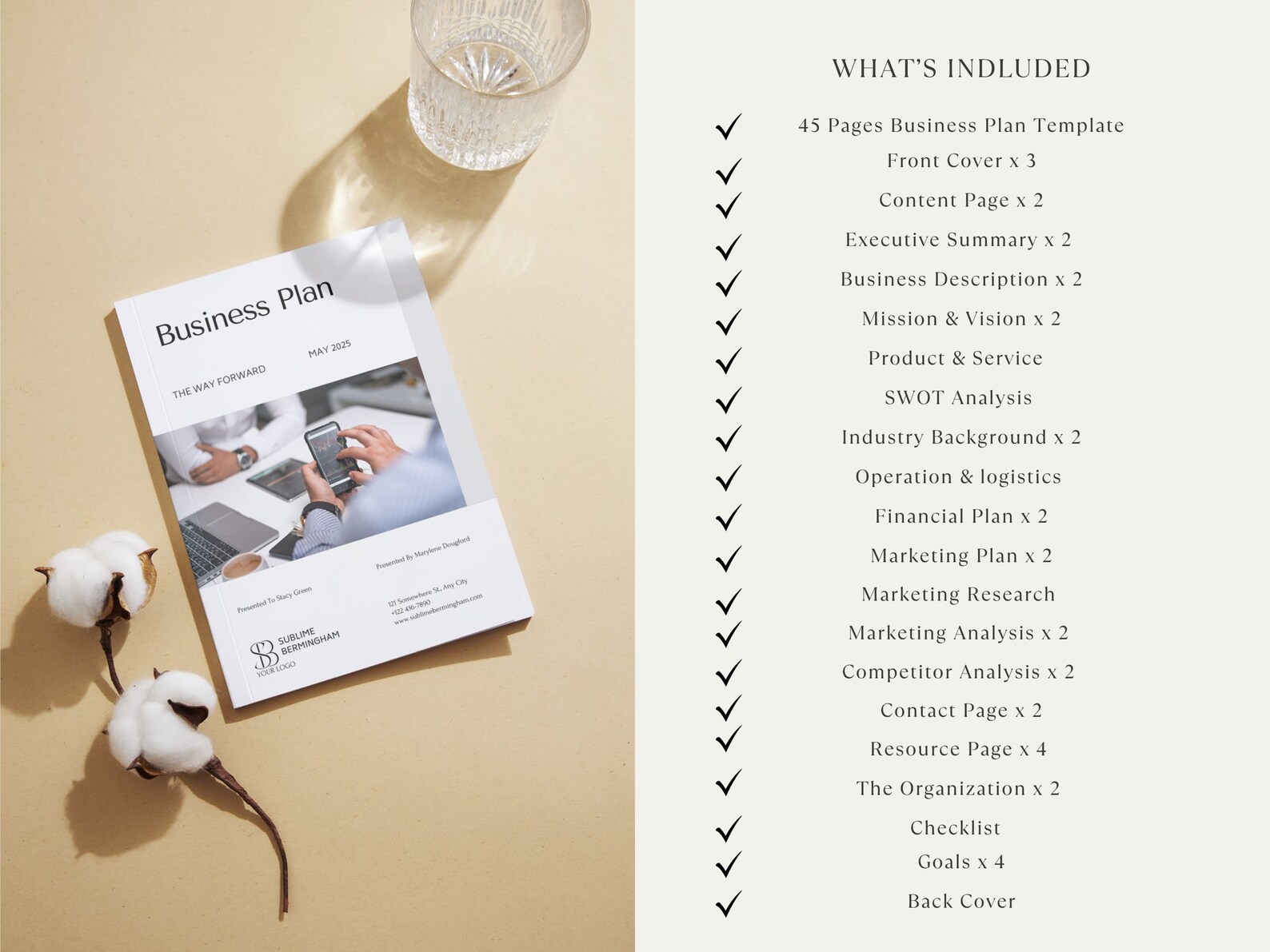 Modern Business Plan Template Printable Fully Editable Minimalist ...