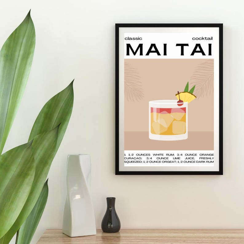 Mai Tai Cocktail Print Decorative Poster - Etsy