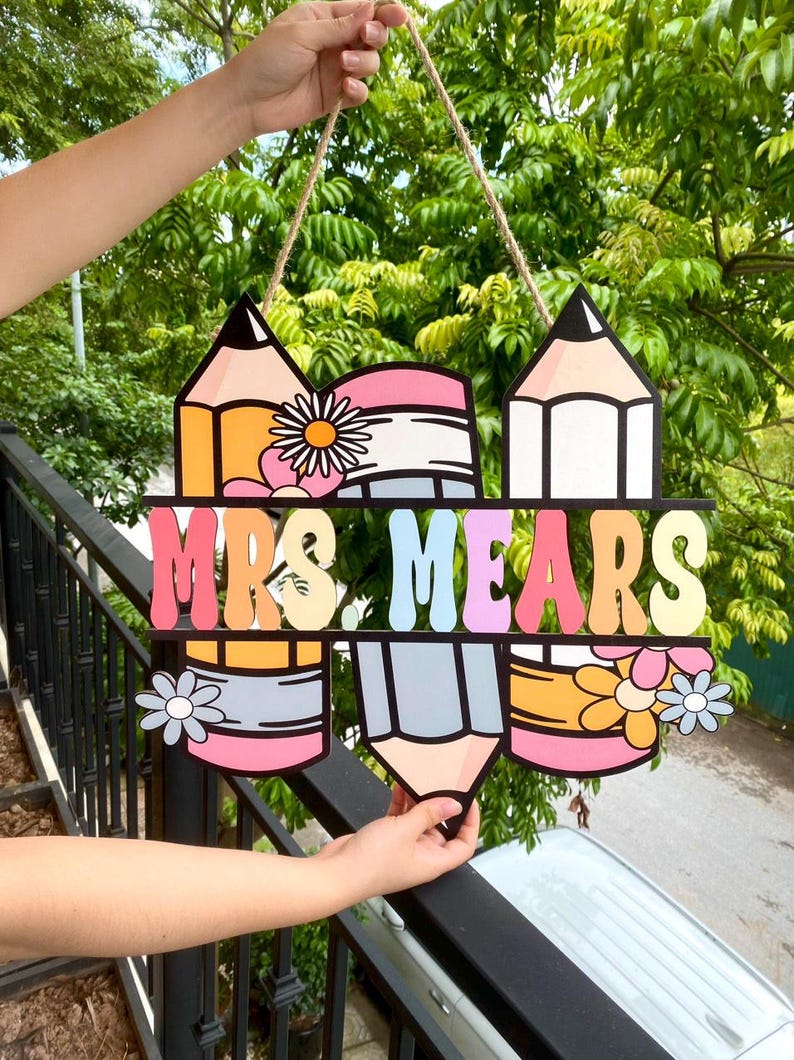 Personalized Classroom Door Sign, Custom Teacher Name Classroom Door ...