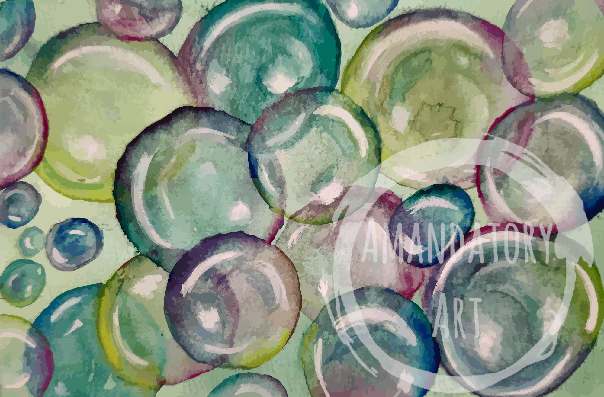 Colorful Bubble Bliss Watercolor Painting Digital Download - Etsy