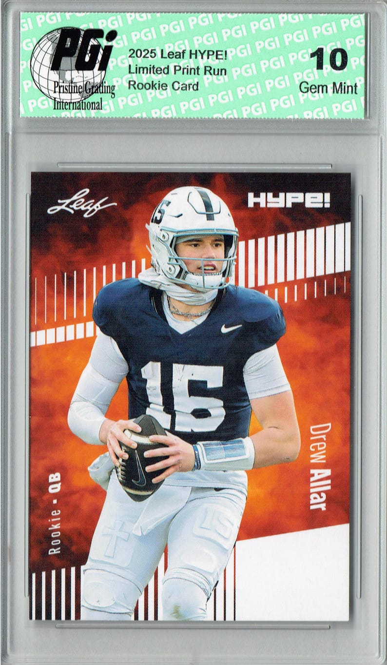 Drew Allar 2025 Leaf HYPE! #183 Only 5k Made Rookie Card PGI 10 - Etsy