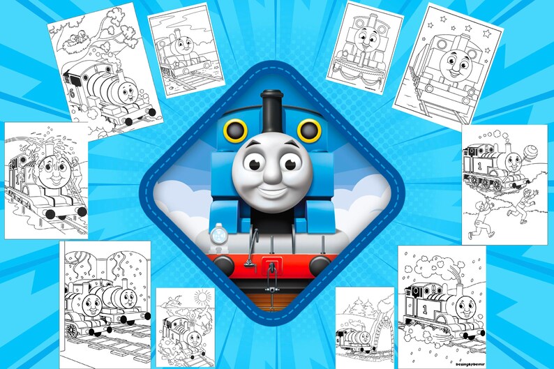 Thomas & Friends Jumbo Coloring Book, 107 Pages, Kids Art, Instant ...