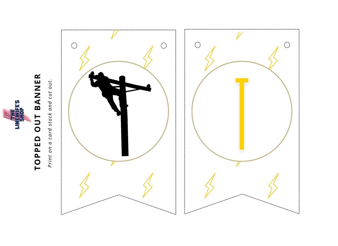 Lineman Party Banner Printable TOP OUT Party Lineman Banner - Etsy