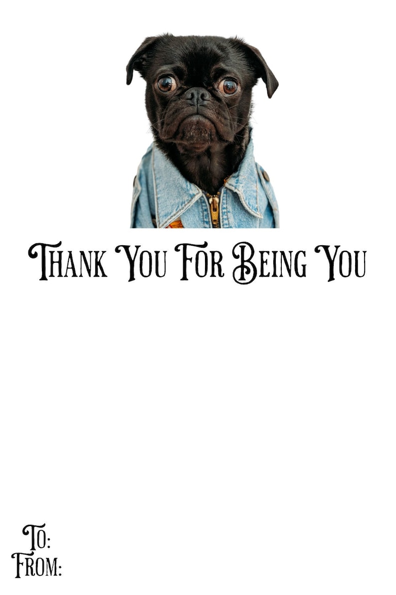 Funny Pug Thank You Card - Etsy
