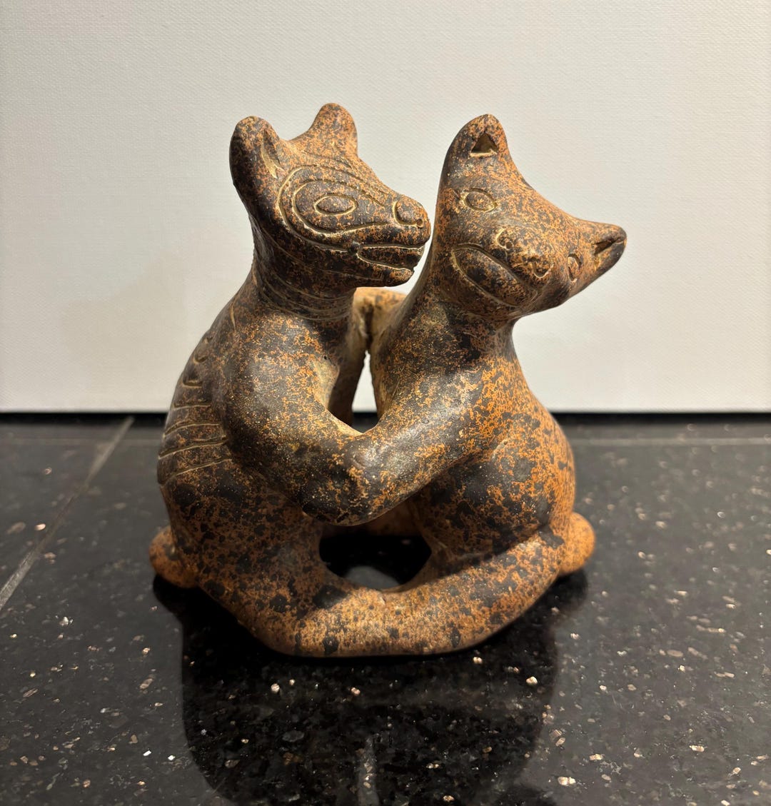 Colima Dancing Dogs Mexican Pottery Statue Terracotta Figurine Vintage ...
