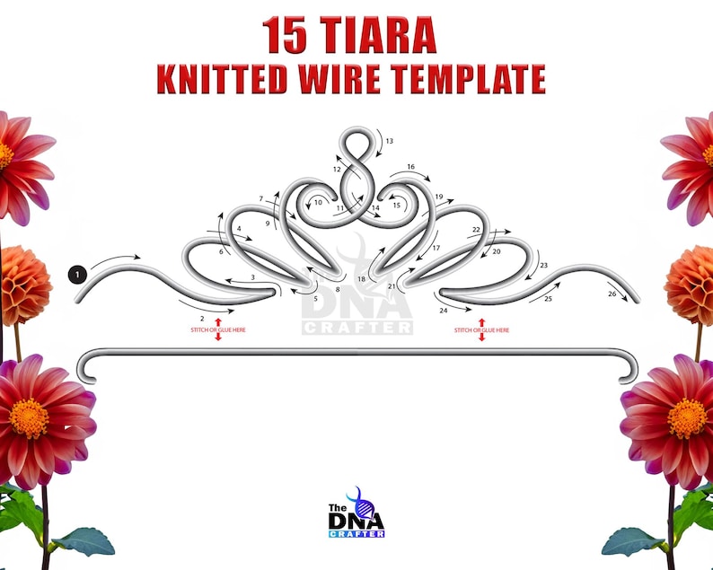15 Tiara Knitted Wire Template, Crown Knitted Wire Art/tricotin/ I Cord ...