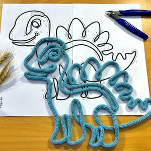 41 Dinosaurs Knitted Wire Template, Dino Knitted Wire Art / Tricotin/ I ...