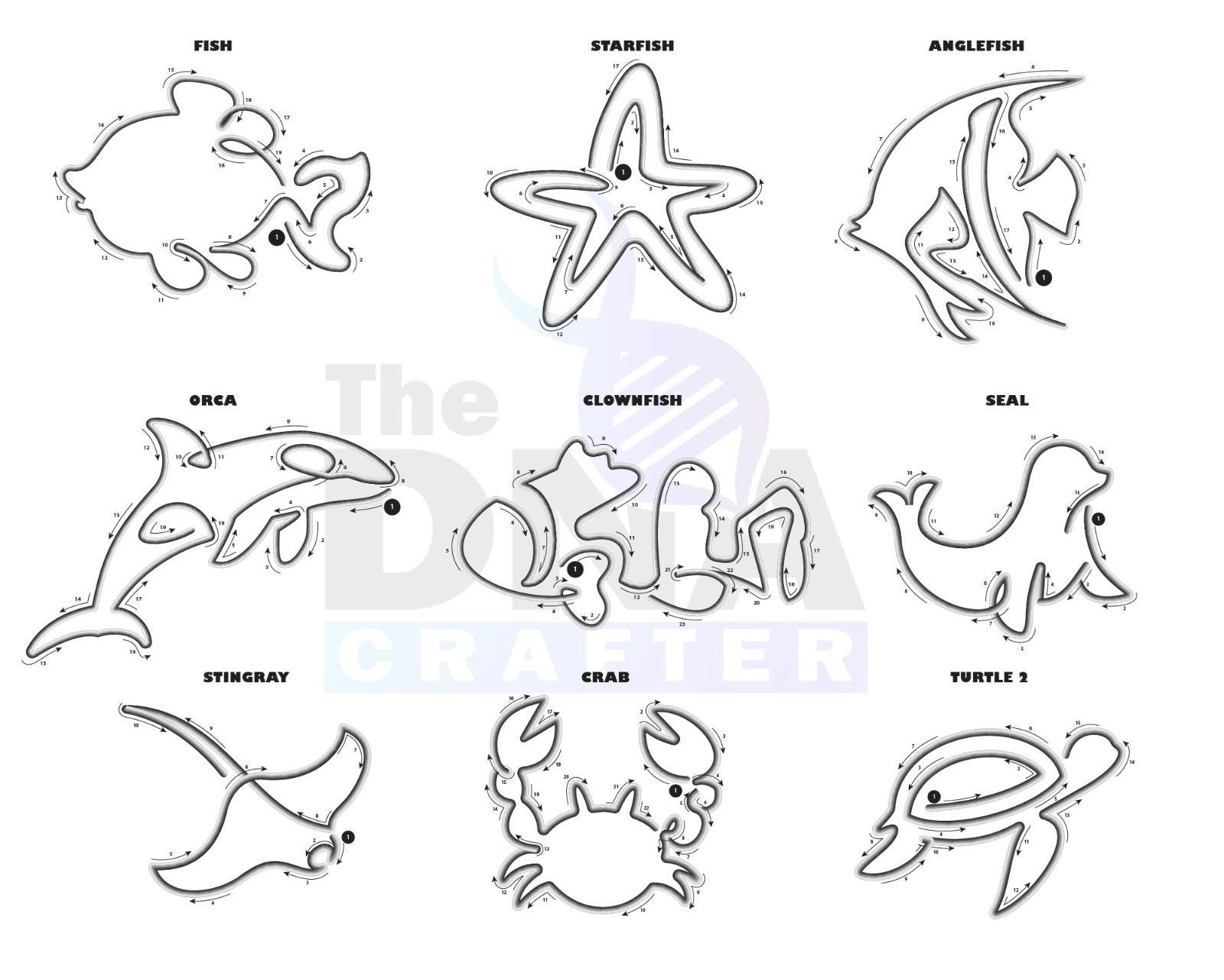 Sea Animals Knitted Wire Art Templates: 30 Designs (PDF) - Etsy