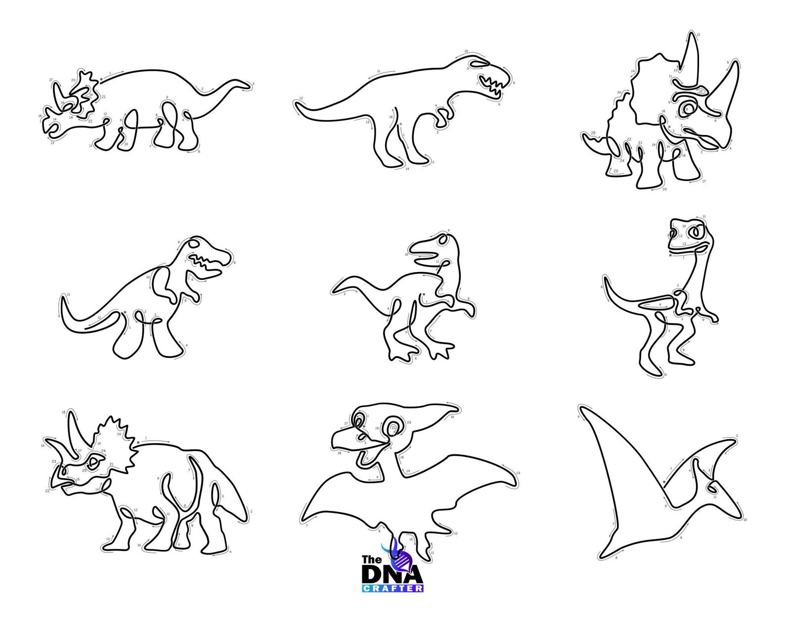 41 Dinosaurs Knitted Wire Template, Dino Knitted Wire Art / Tricotin/ I ...