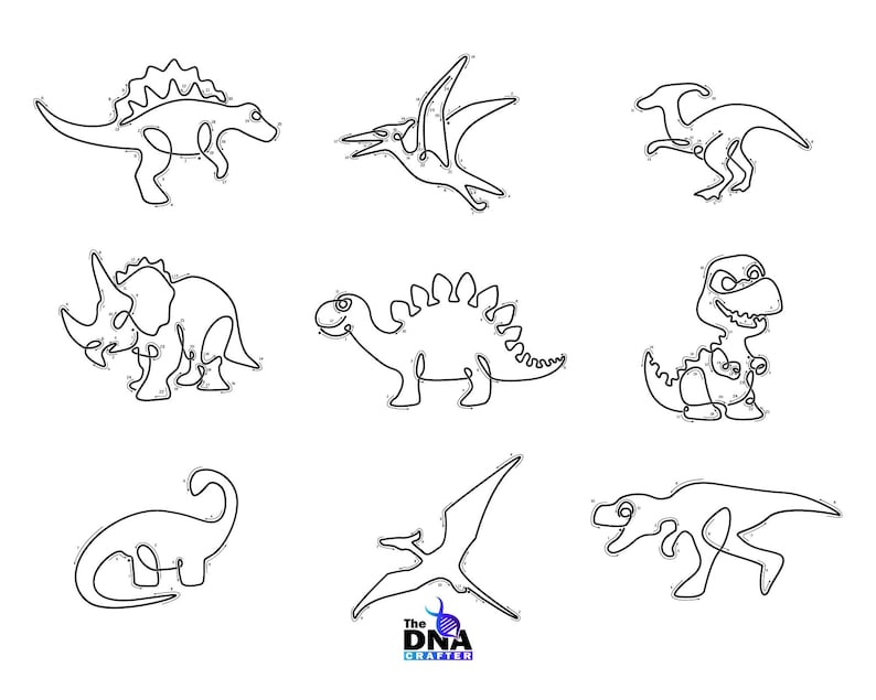 41 Dinosaurs Knitted Wire Template, Dino Knitted Wire Art / Tricotin/ I ...