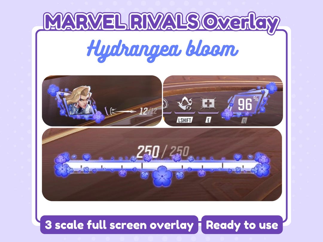 Hydrangea Bloom Mavel Rivals Overlay HUD | 3 Scale Widgets Size for ...