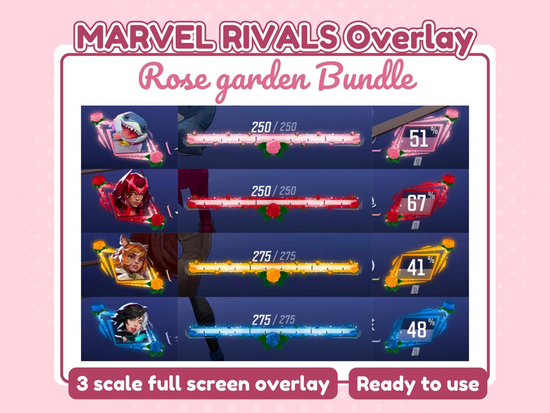 Rose Garden Bundle 4 Pack Mavel Rivals Overlay HUD | 3 Scale Widgets ...
