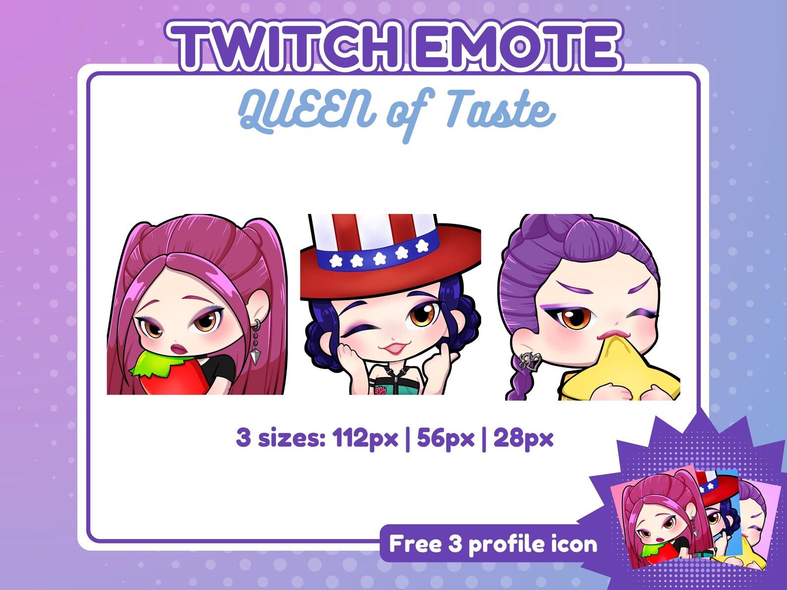 Queen of Taste Emotes – Kpop Demon Hunter Chibi, Static Emotes - Etsy