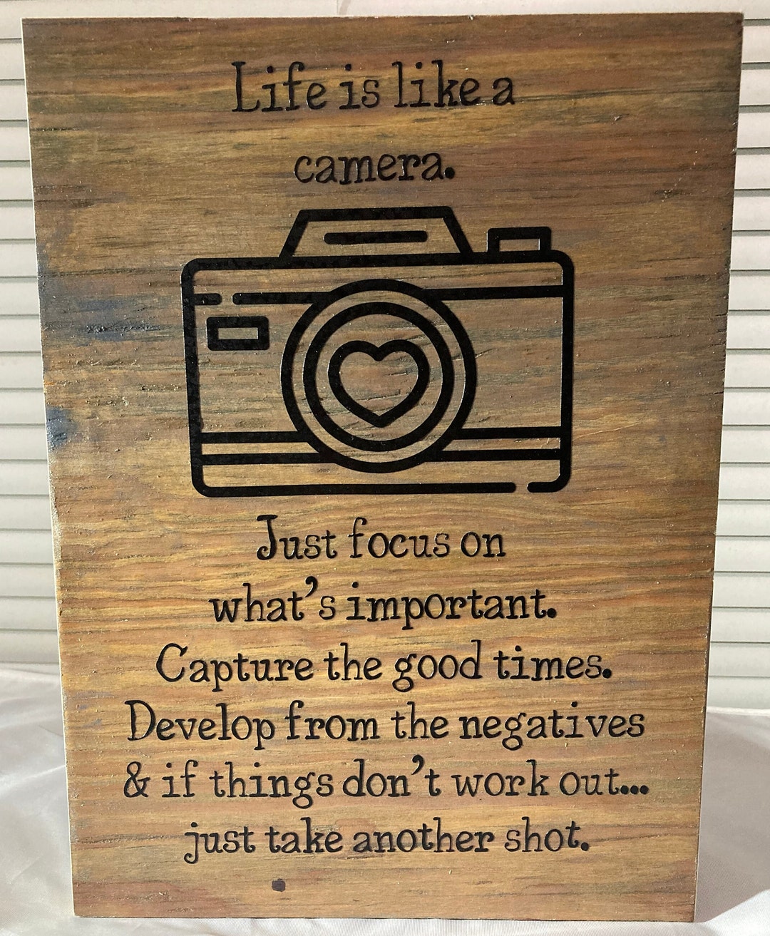Inspirational Wooden Sign, Life is Like a Camera, Housewarming Gift ...