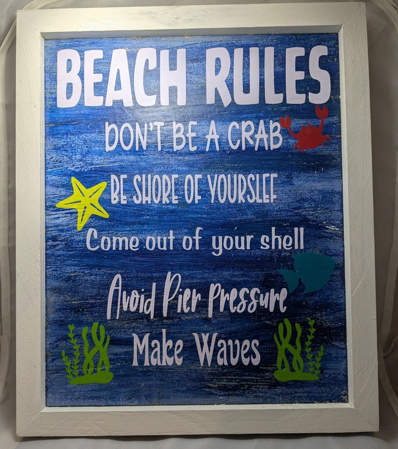 Wood Sign , Beach Rules, Coastal Home Decor, Pun-tastic Beach Sign ...